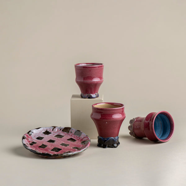 Snack Plate (pink check) | Boom Gallery