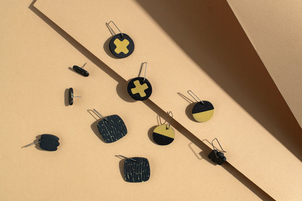 Mono Detritus Dangle earrings (oval) - Boom Gallery